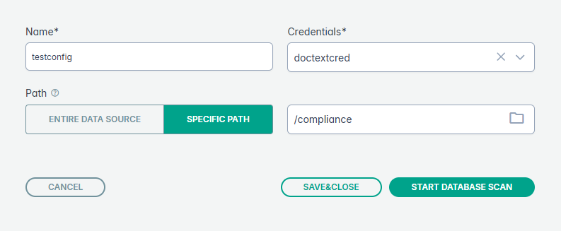 Creating and Starting MySQL Scan Configuration